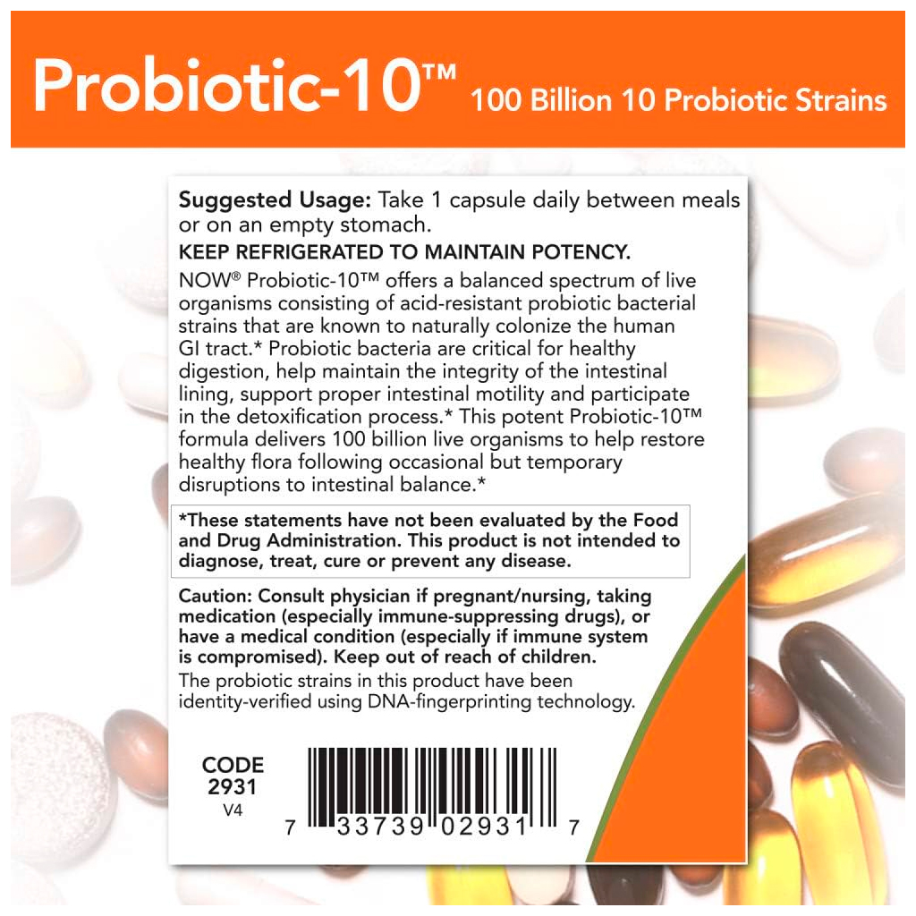 Probiótico NOW 100 billones 10 Cepas 60 Capsulas – NACASALUD